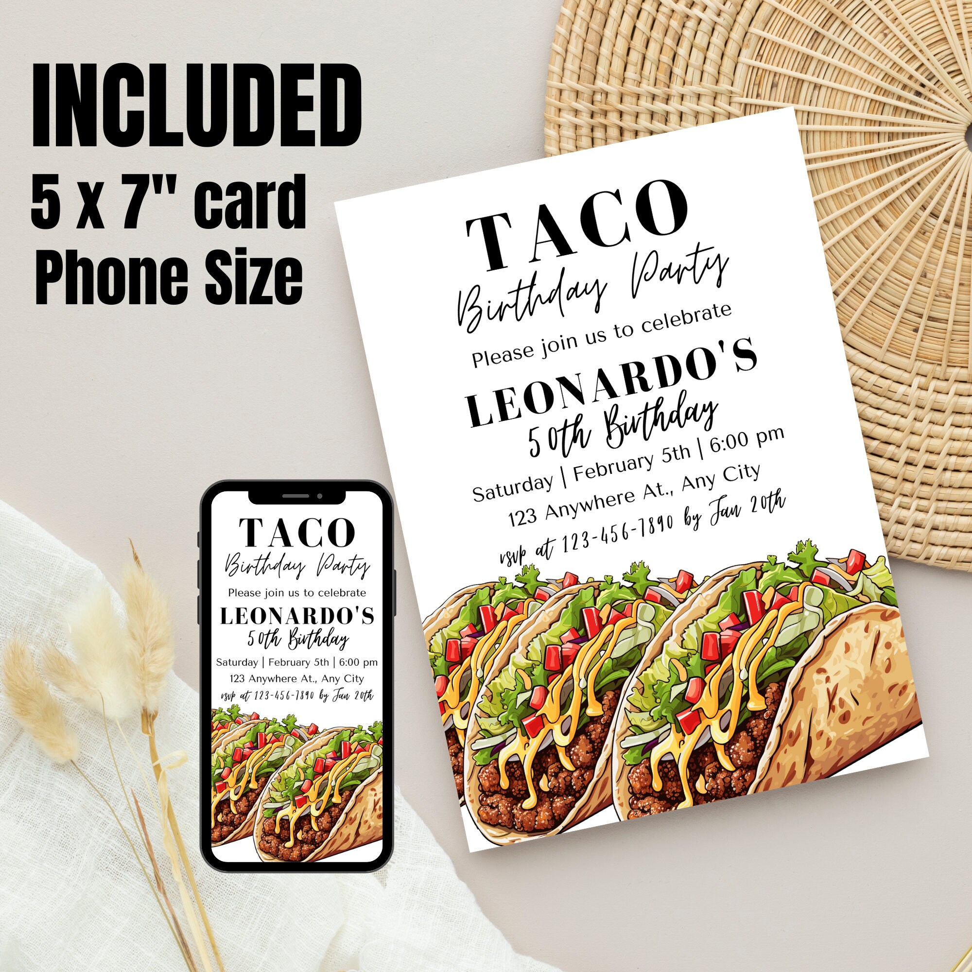 Taco Birthday Party Invite Taco Theme Birthday Party 26 64th Birthday ...