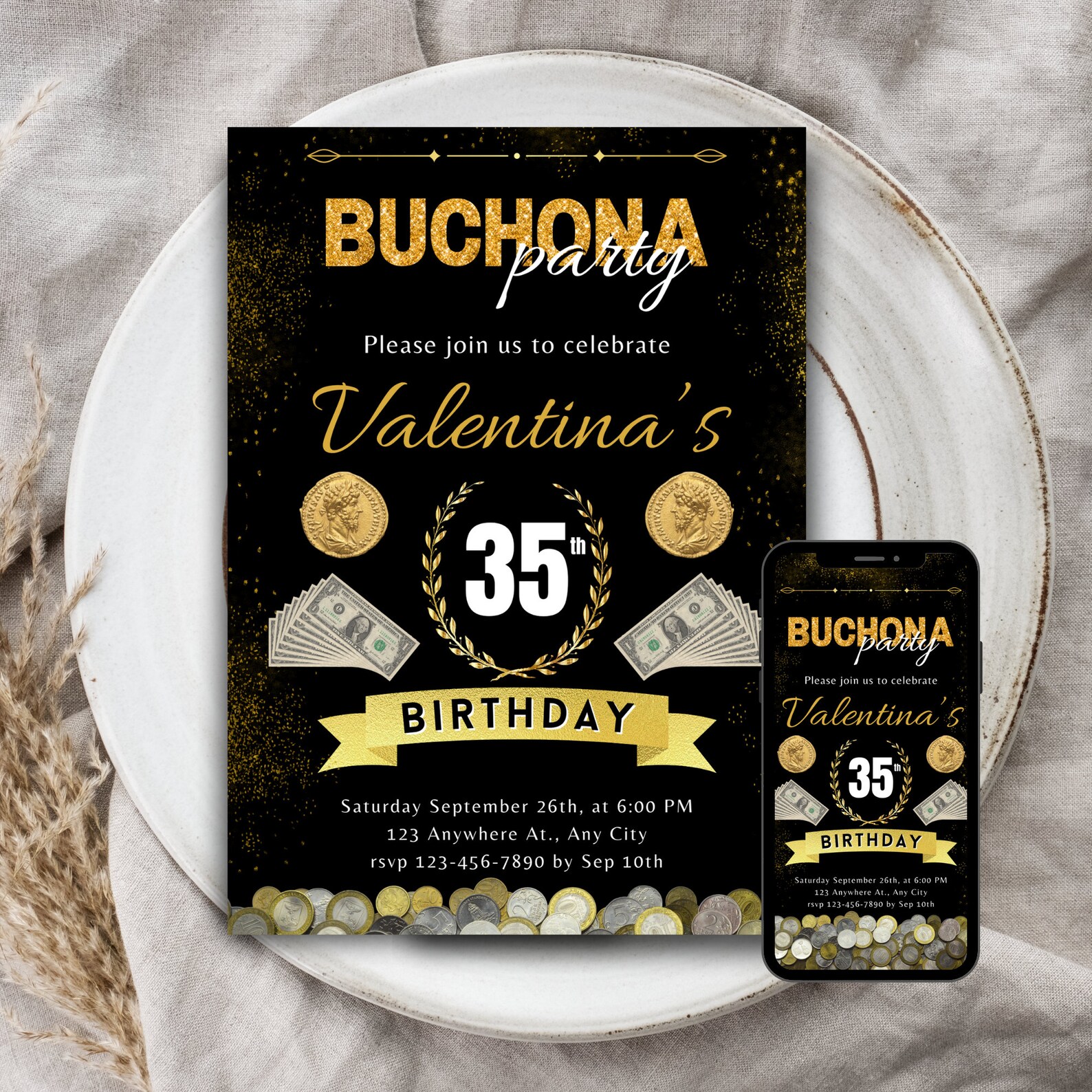 Buchona Invitation Buchona Party Buchona Invitation Template 30th ...