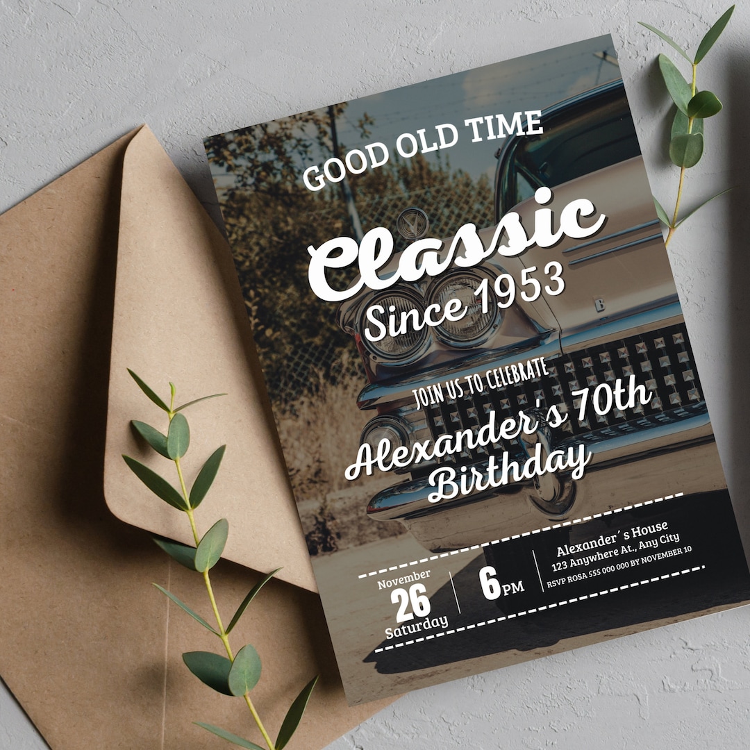 Car Birthday Invites 90th Birthday Invitation 70th Birthday Invitation ...