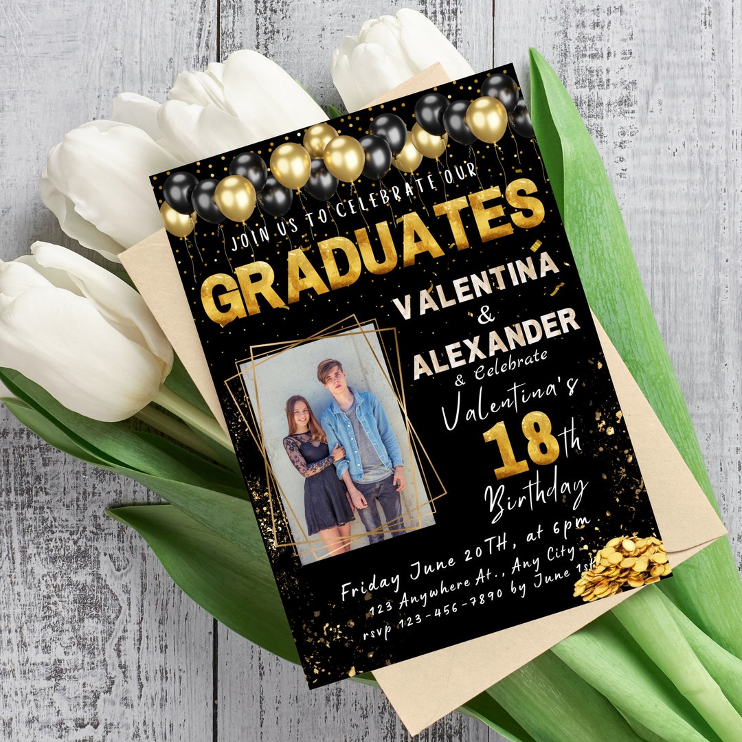 Double Graduation Invitation Graduation Invitation Bsn Graduation ...