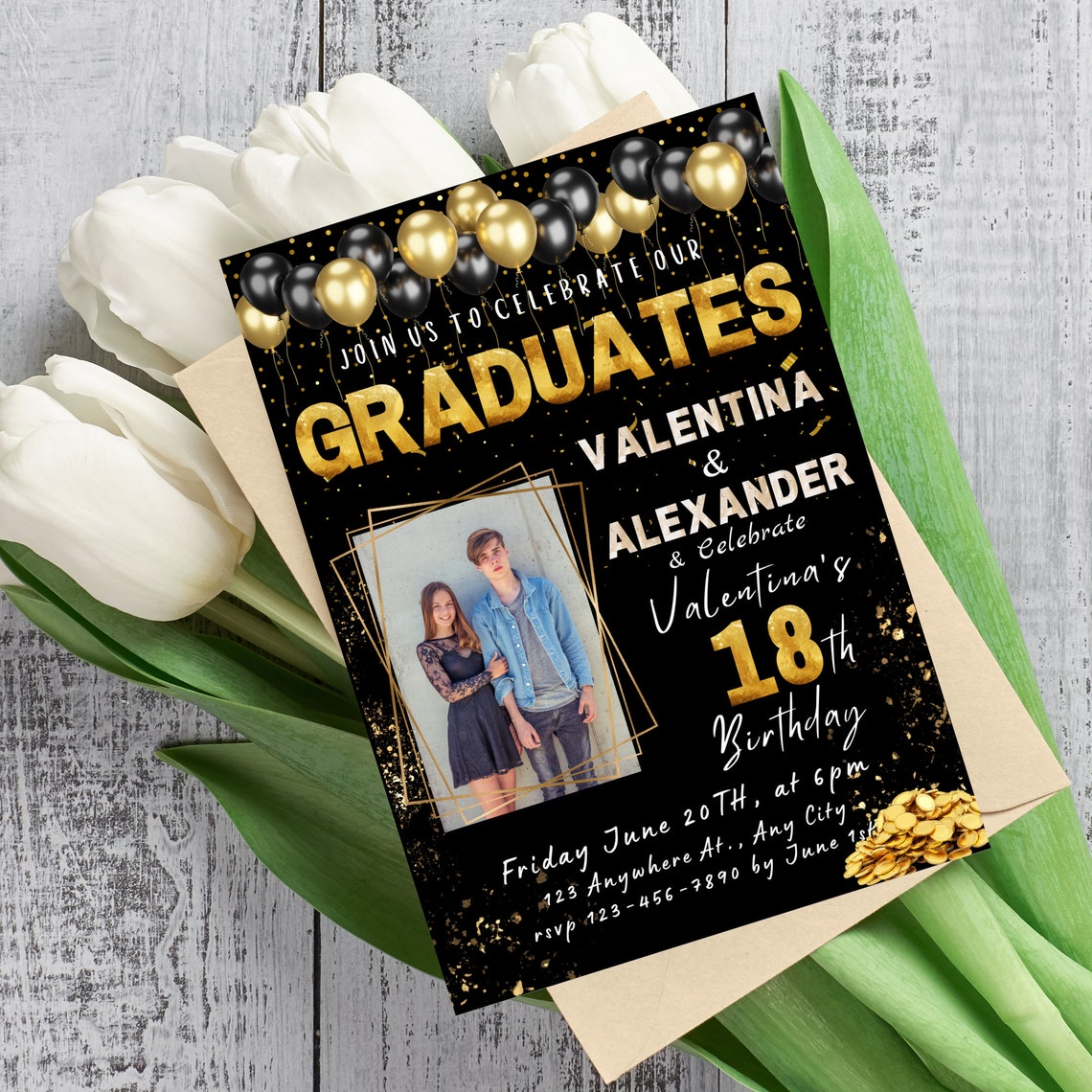 Double Graduation Invitation Graduation Invitation Bsn Graduation ...