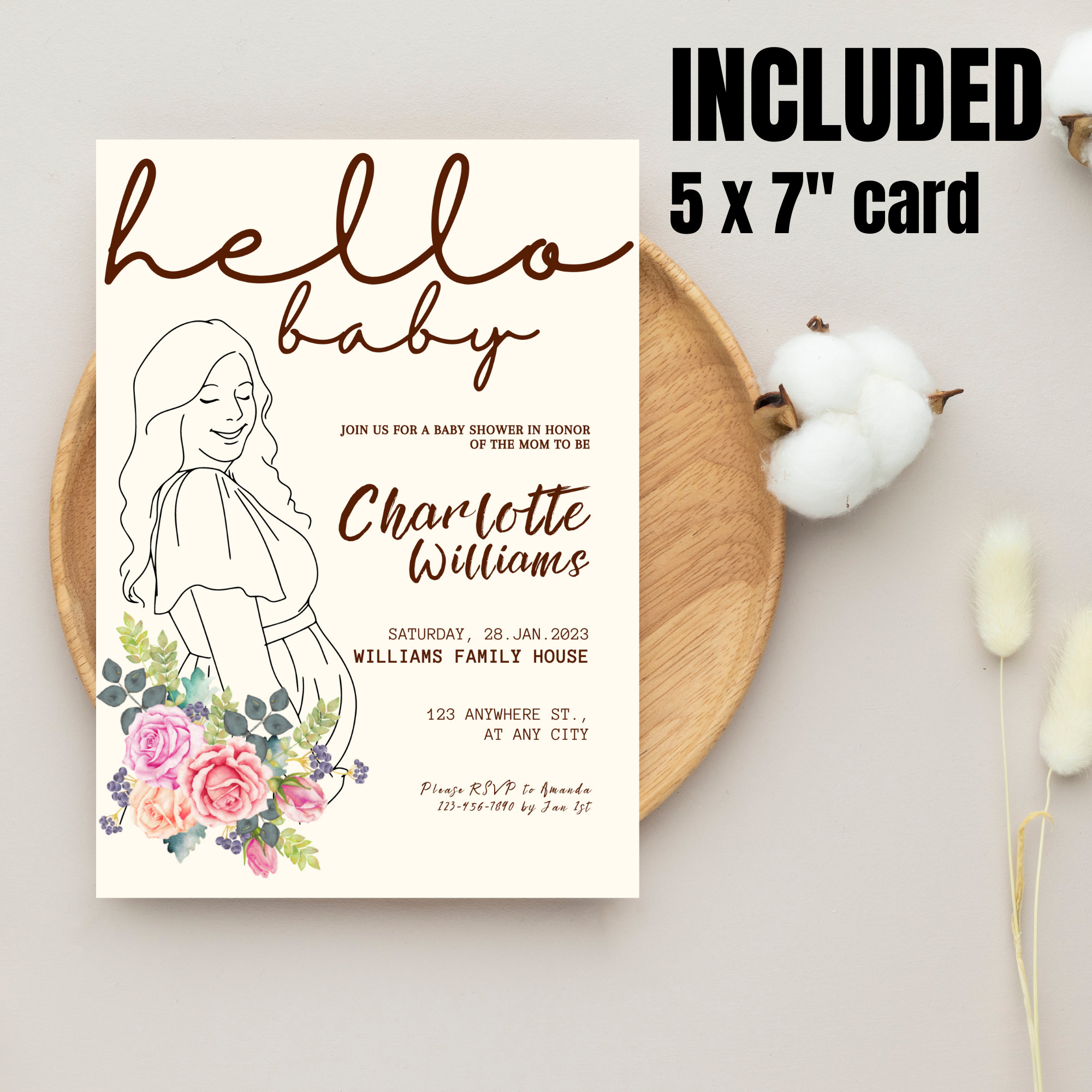 Hello Baby Invitation Terracotta Baby Shower Cutie Baby Shower ...