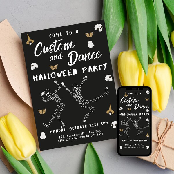 Dancing Skeleton Invitation - Etsy