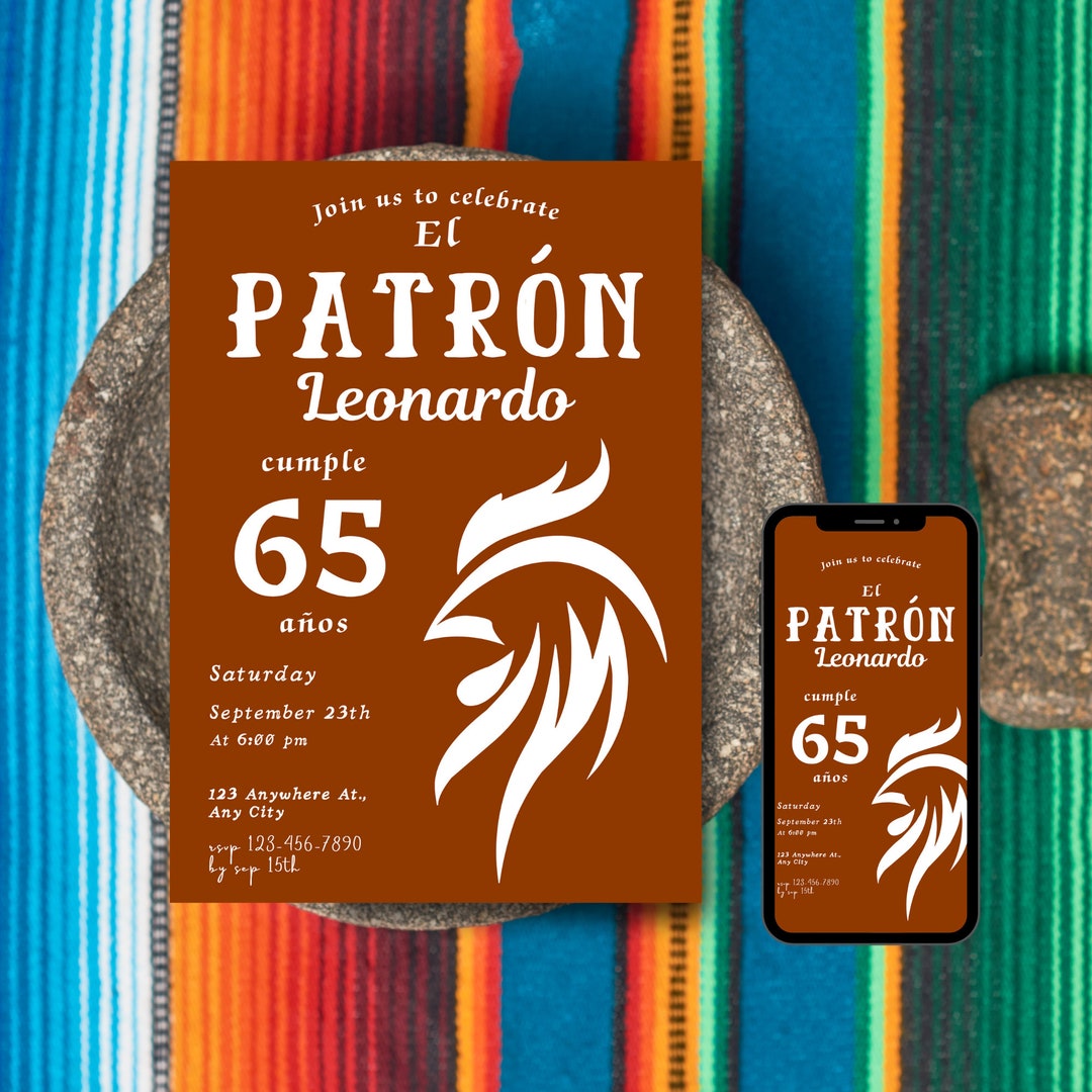 El Patron Birthday Invitation Rooster Birthday Party Mexican Invitation ...