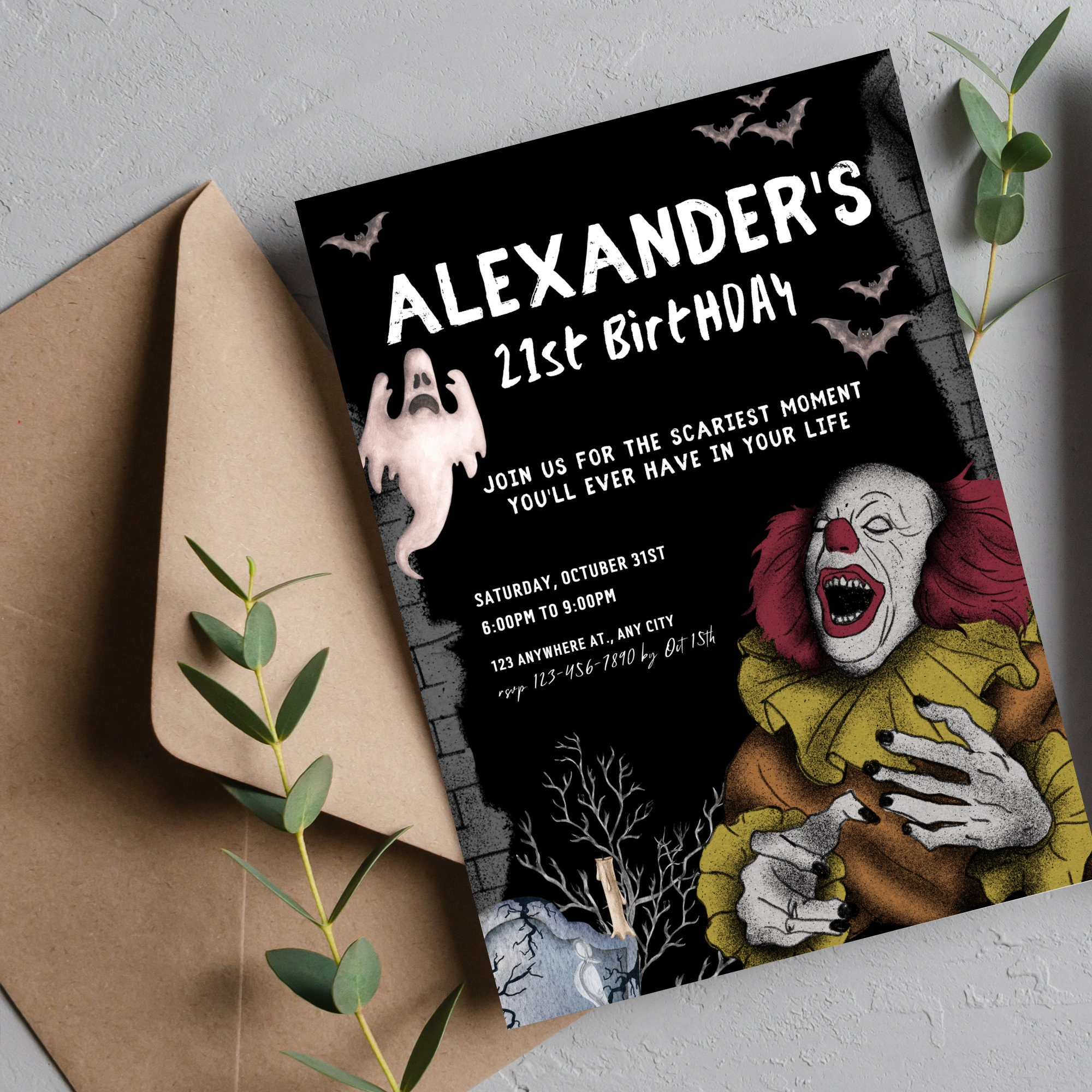 Scary Halloween Invite Scary Clown Invite E Invite Halloween - Etsy