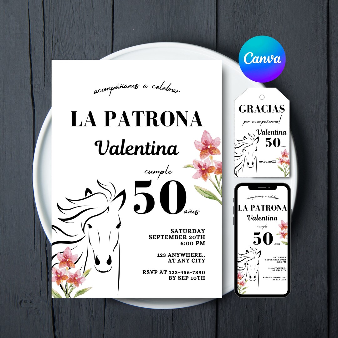 El Patron Y La Patrona El Patron Invitation Patron Template Horse ...