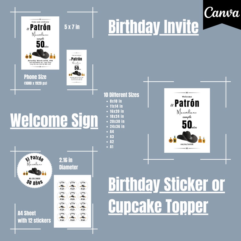 El Patron PNG Patron Theme 50th Birthday Bundle 40th Birthday Decor ...