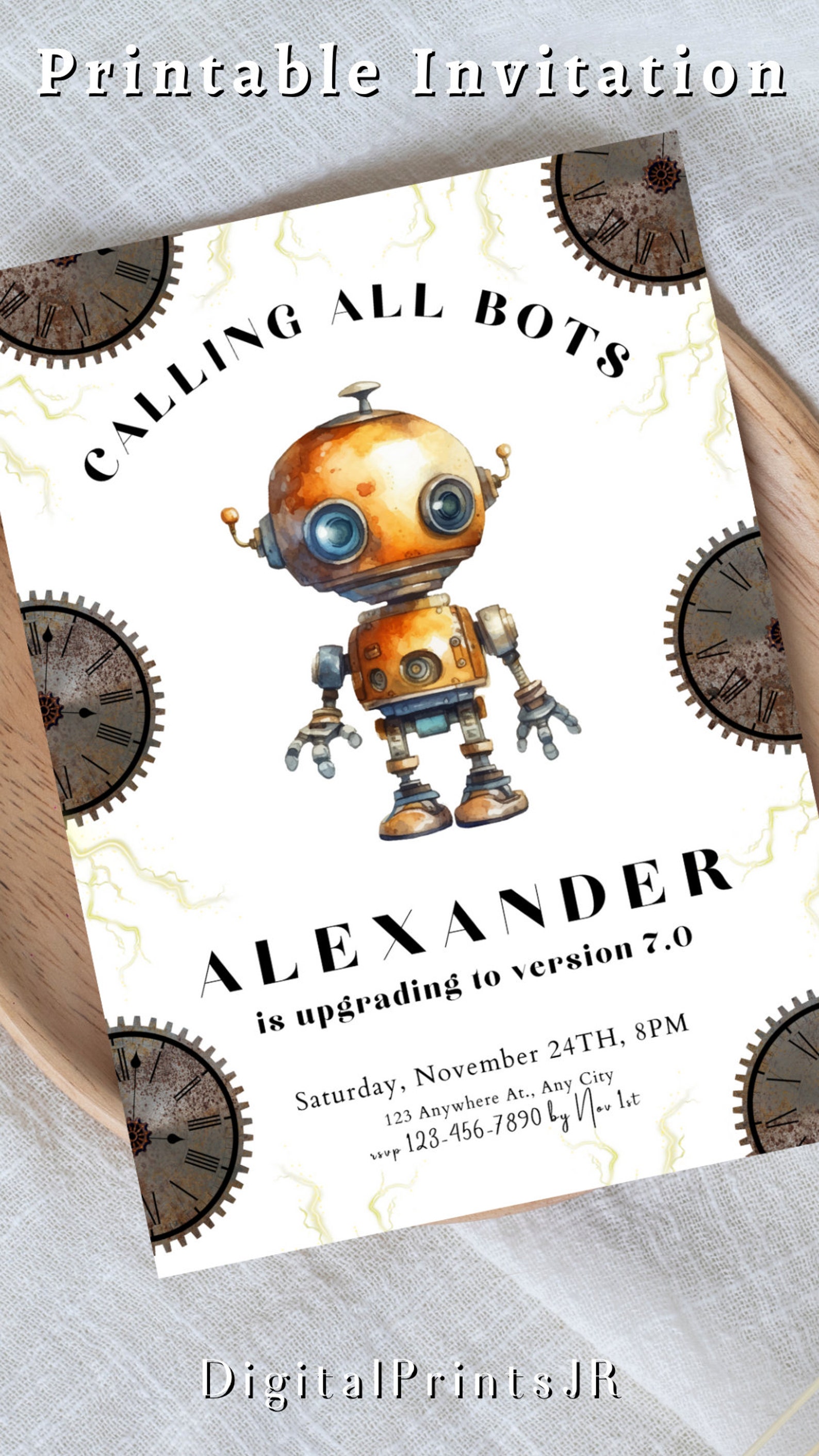 Robot Birthday Invitation Robot Birthday Party Invitation - Etsy