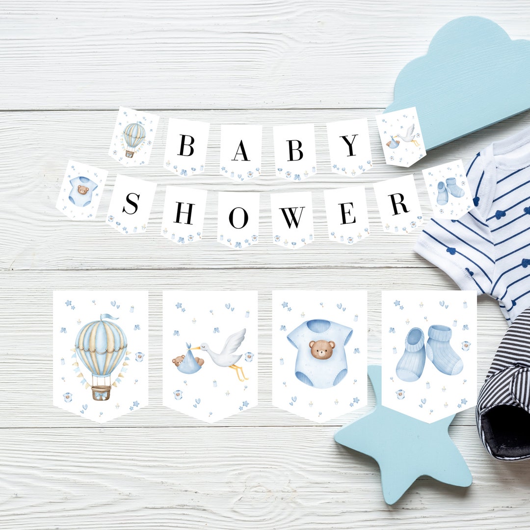 Boy Themed Baby Shower Baby Boy Banner Shower Boy Baby Shower Theme Boy ...