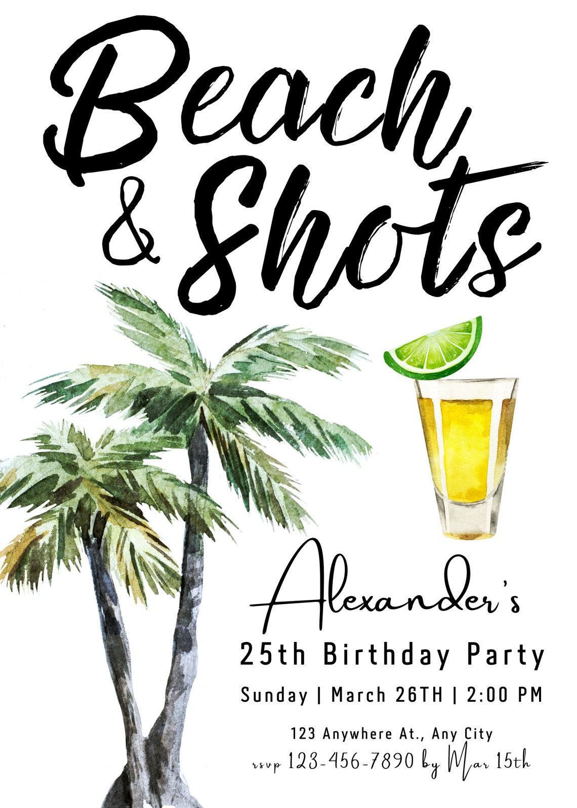 Beach and Shots Invitation Beach Birthday Invitation Beach Birthday ...