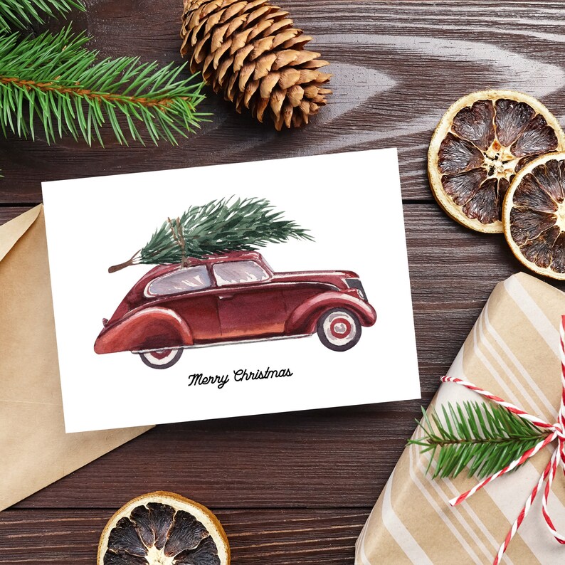 Christmas Car Printables Christmas Car Christmas Cards Watercolor ...