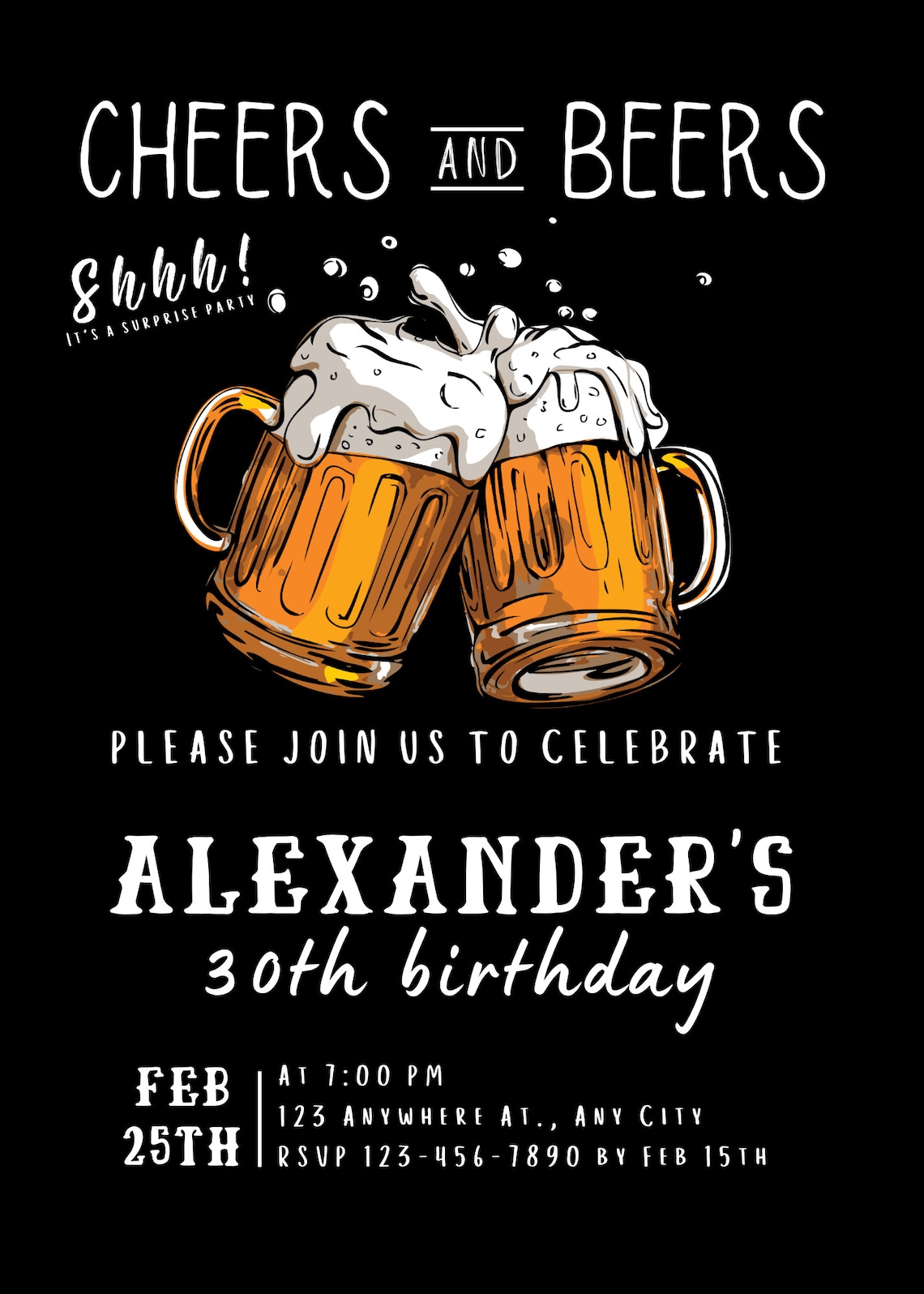 Cheer Birthday Invitation Beer Party Invitation Cheer Birthday ...