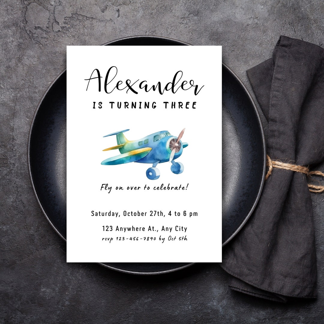 Plane Birthday Invitation Plane First Birthday 2nd Birthday Invitat 3rd ...
