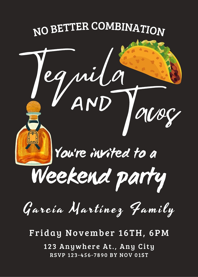 Taco and Tequila Party Tacos and Tequila Invitation Tacos Party Invite ...