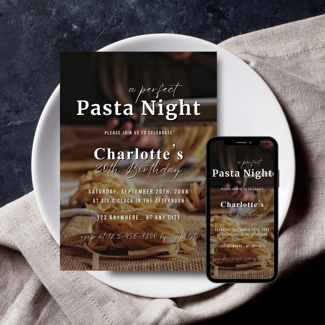 Pasta Invitation Pasta Pasta Theme Party Birthday Invitation Pasta ...