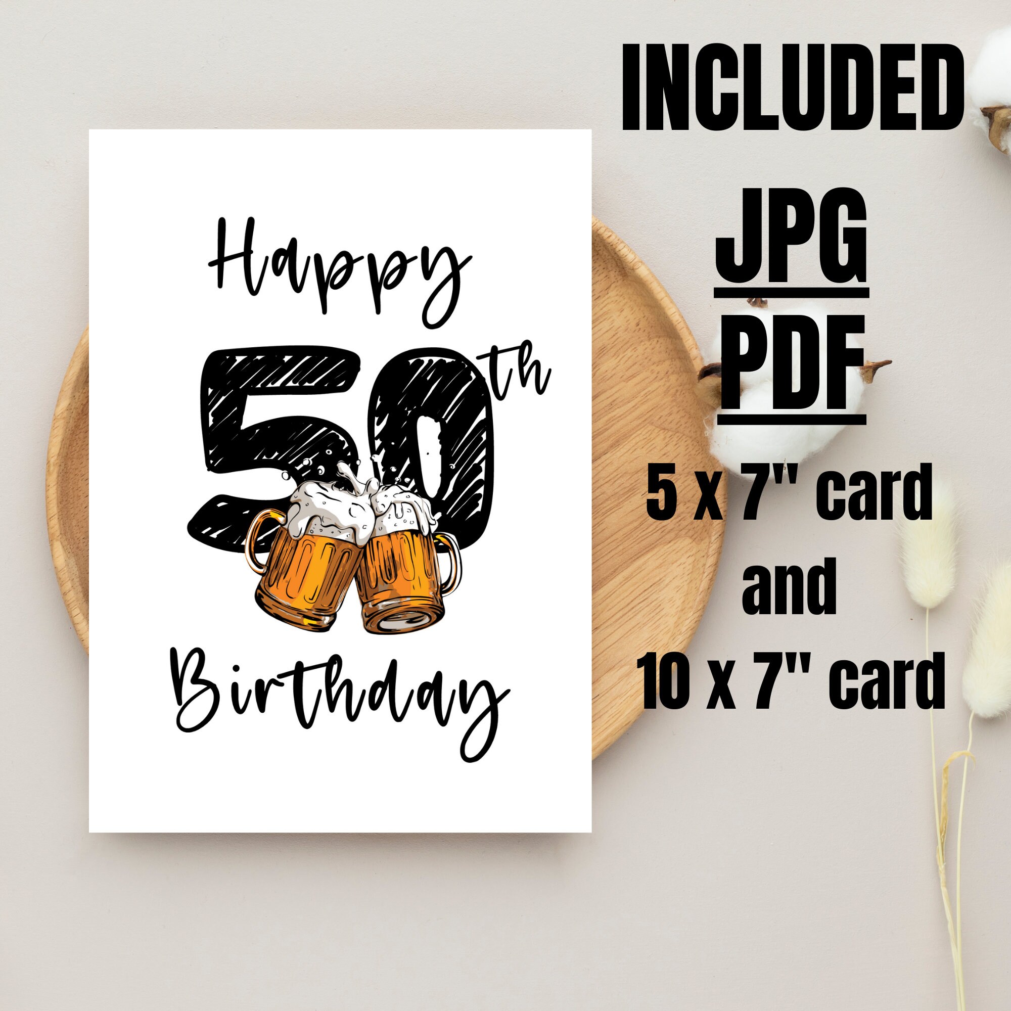 Beer Card 50th Birthday Card 50th Birthday Mens 50th Birthday Woman ...