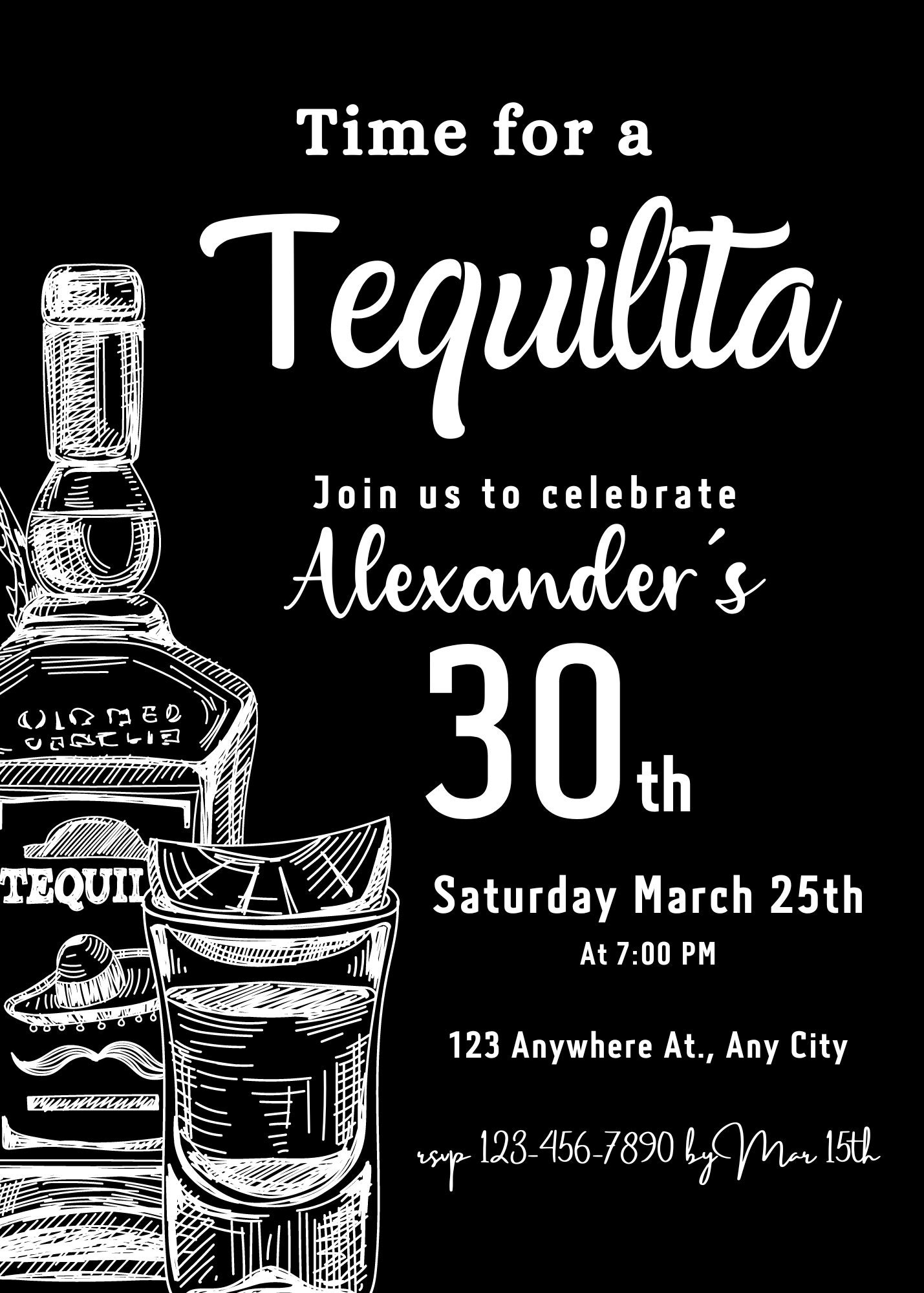 Tequila Birthday Invitation Mexican Invitation Birthday Mexican Theme ...