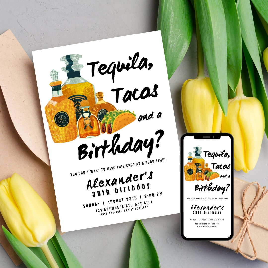 Tacos and Tequila Invitation Taco Birthday Party Invitation Tequila ...