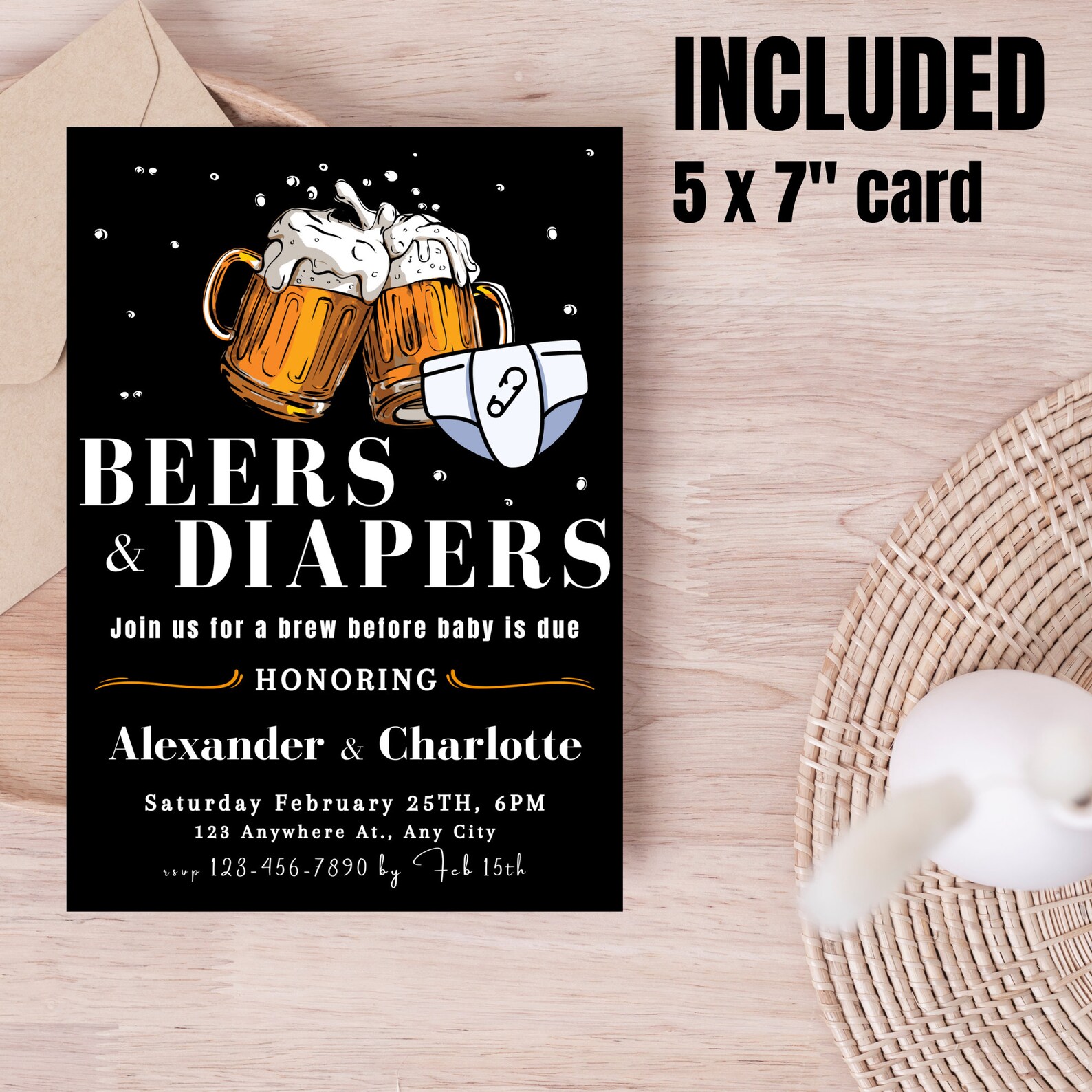 Beer and Diapers Invite Diaper Party Invitation Beer Diapers and Beer ...