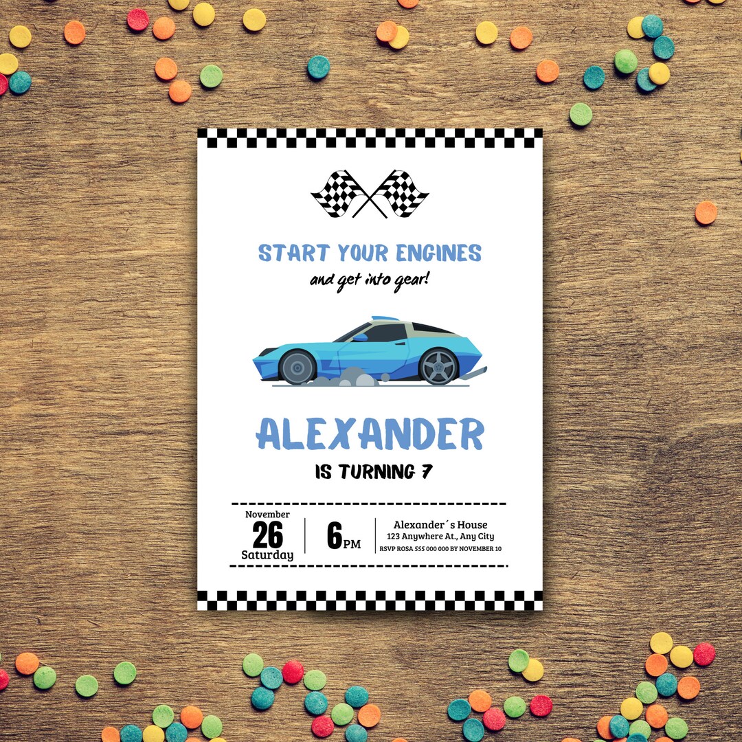 Race Car Invitation Birthday Race Car Birthday Invitation Race - Etsy