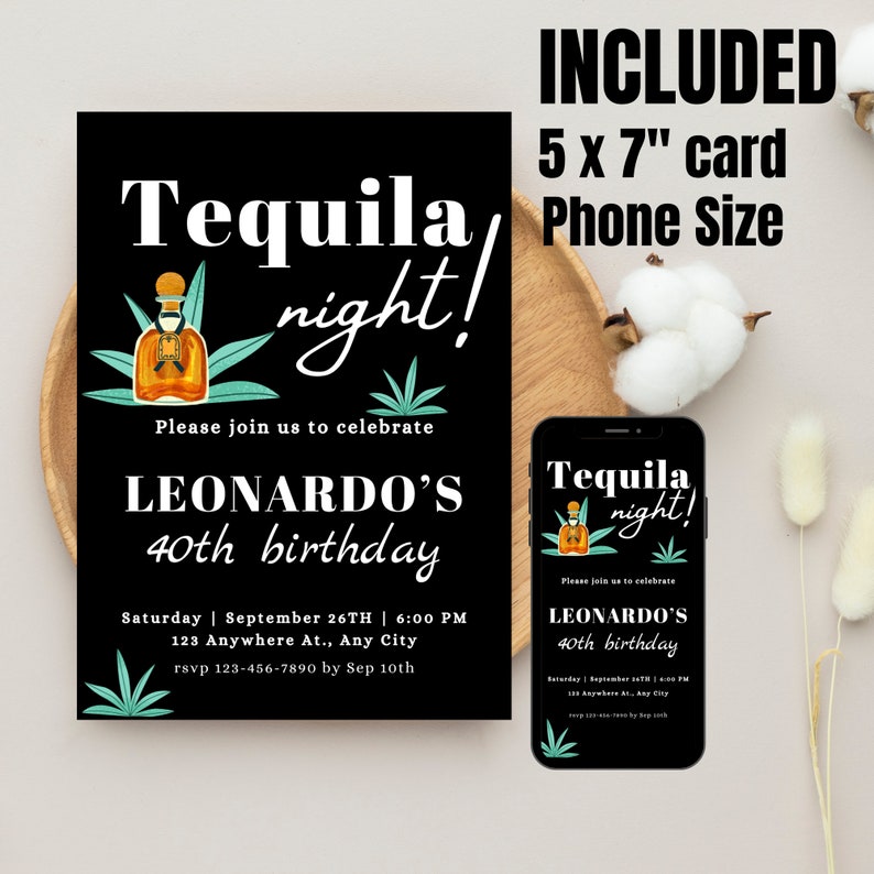 Tequila Invitation Agave Tequila Party 40th Birthday Woman 40th ...