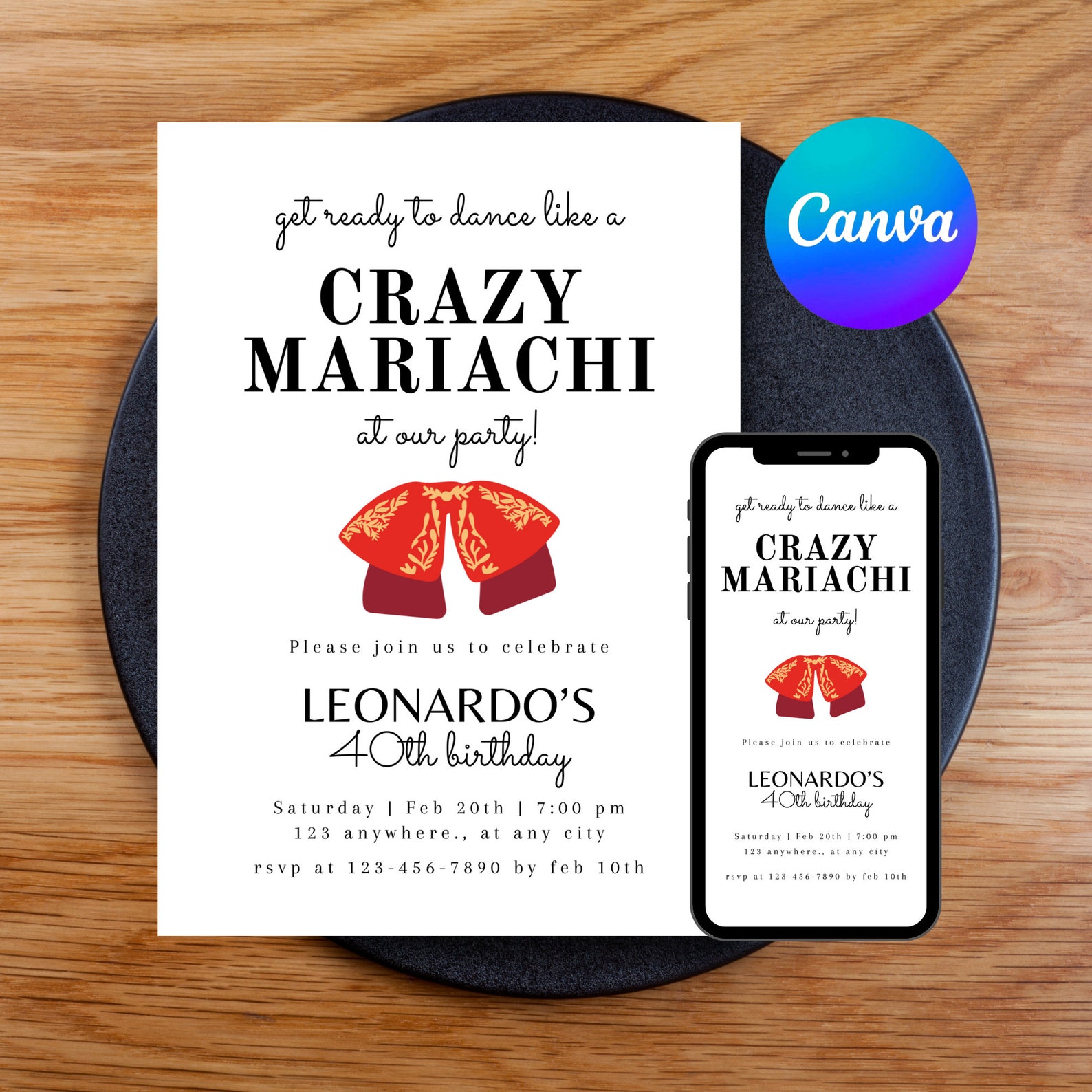 Moño Mariachi Invitation Mariachi Party 30th Birthday 40th Birthday ...