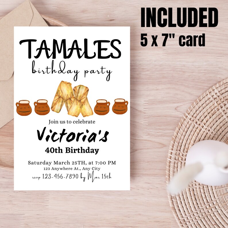 Tamales Birthday Party Invitation Tamales Invitation Mexican Invitation ...