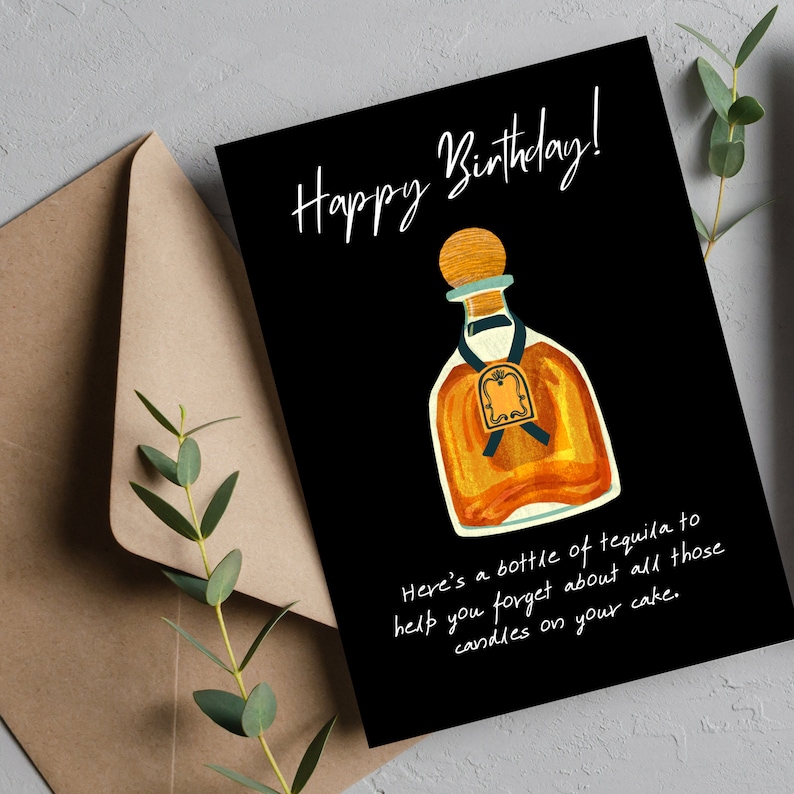 Tequila Birthday Card Tequila Birthday Party Tequila Birthday - Etsy