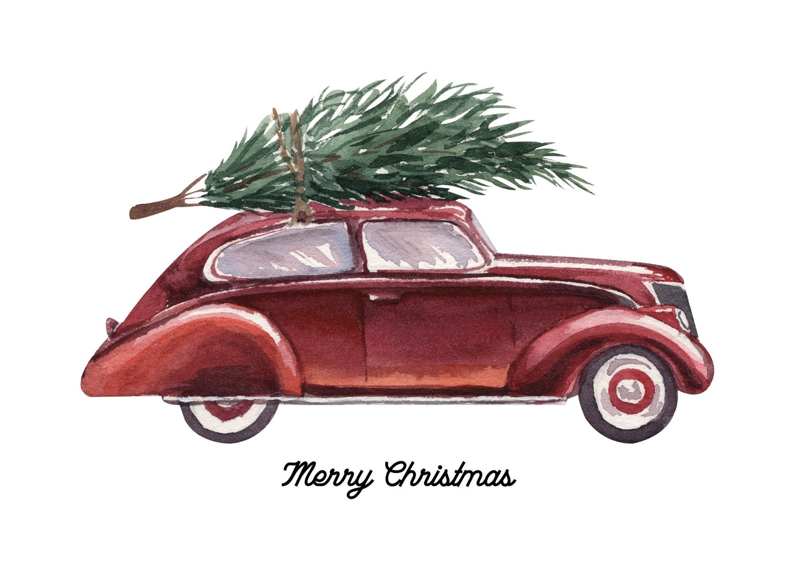 Christmas Car Printables Christmas Car Christmas Cards Watercolor ...