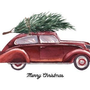 Christmas Car Printables Christmas Car Christmas Cards Watercolor ...