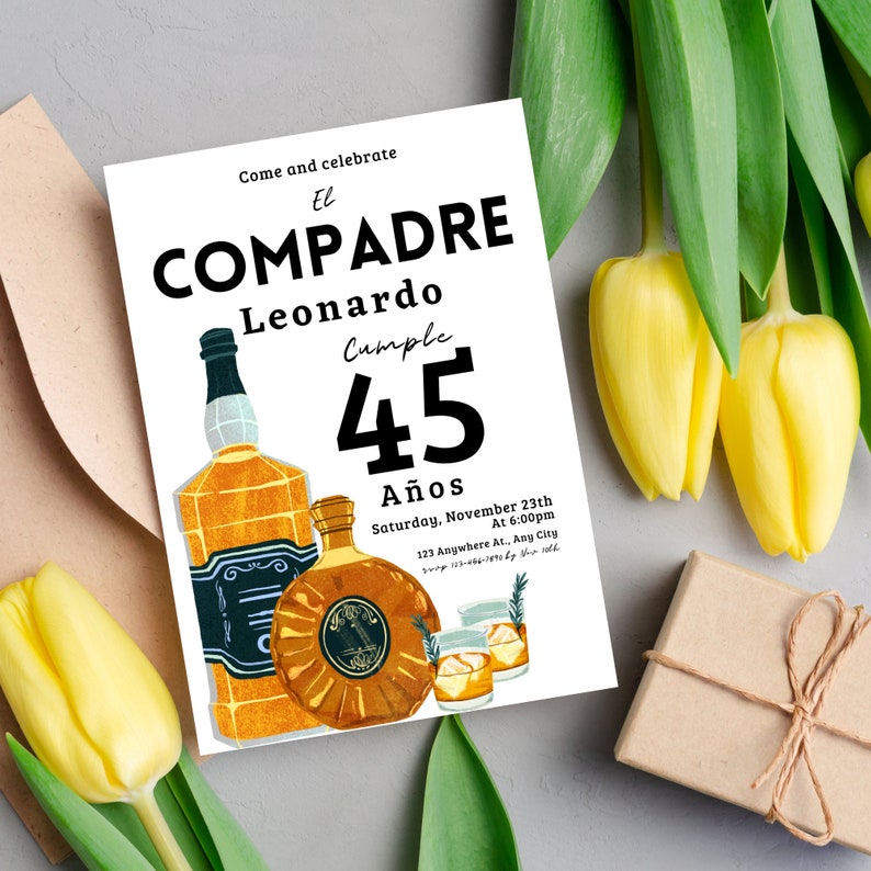 Compadre Birthday Invitation Tequila Birthday Invitation Tequila Party ...