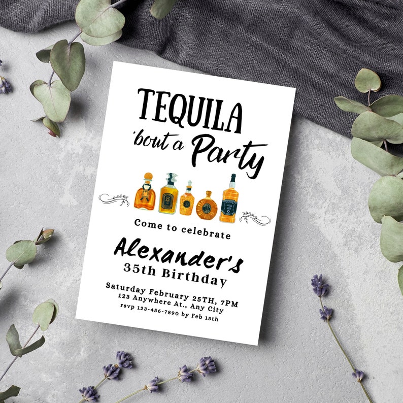 Tequila Invitation Tequila Birthday Invitation Tequila Theme - Etsy
