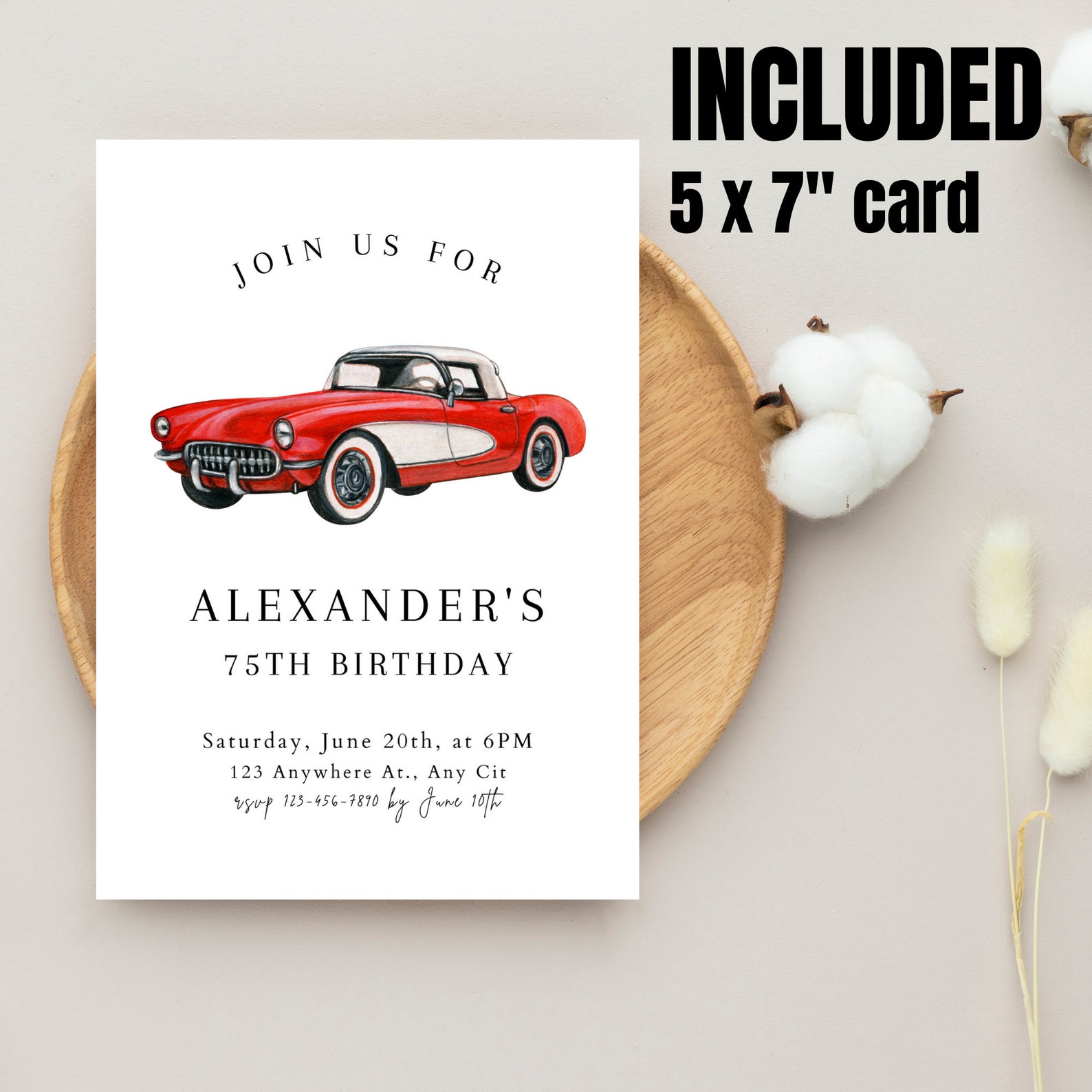 Classic Vintage Car Invitation 70th Birthday Car Birthday Invites 75th ...