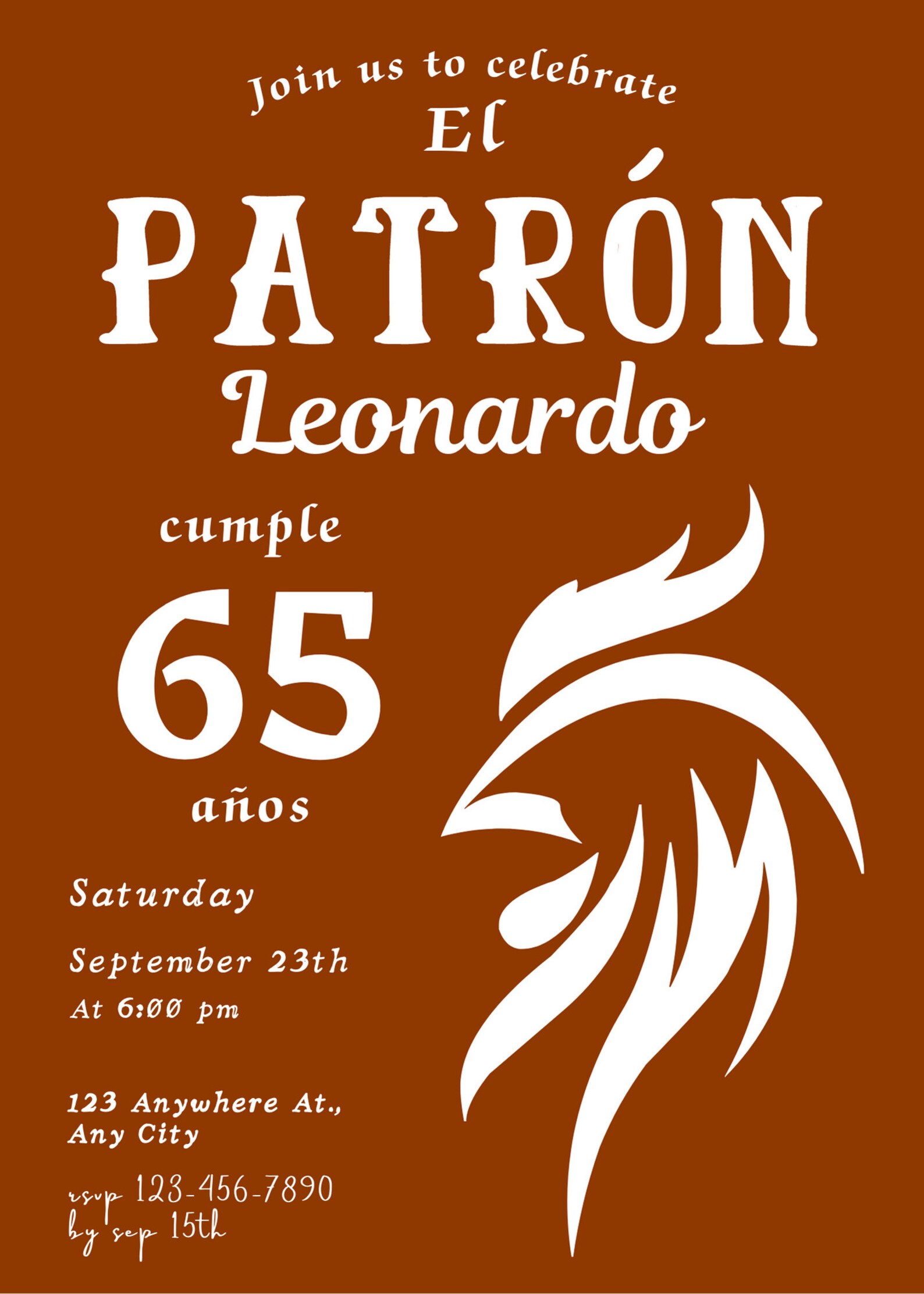El Patron Birthday Invitation Rooster Birthday Party Mexican Invitation ...