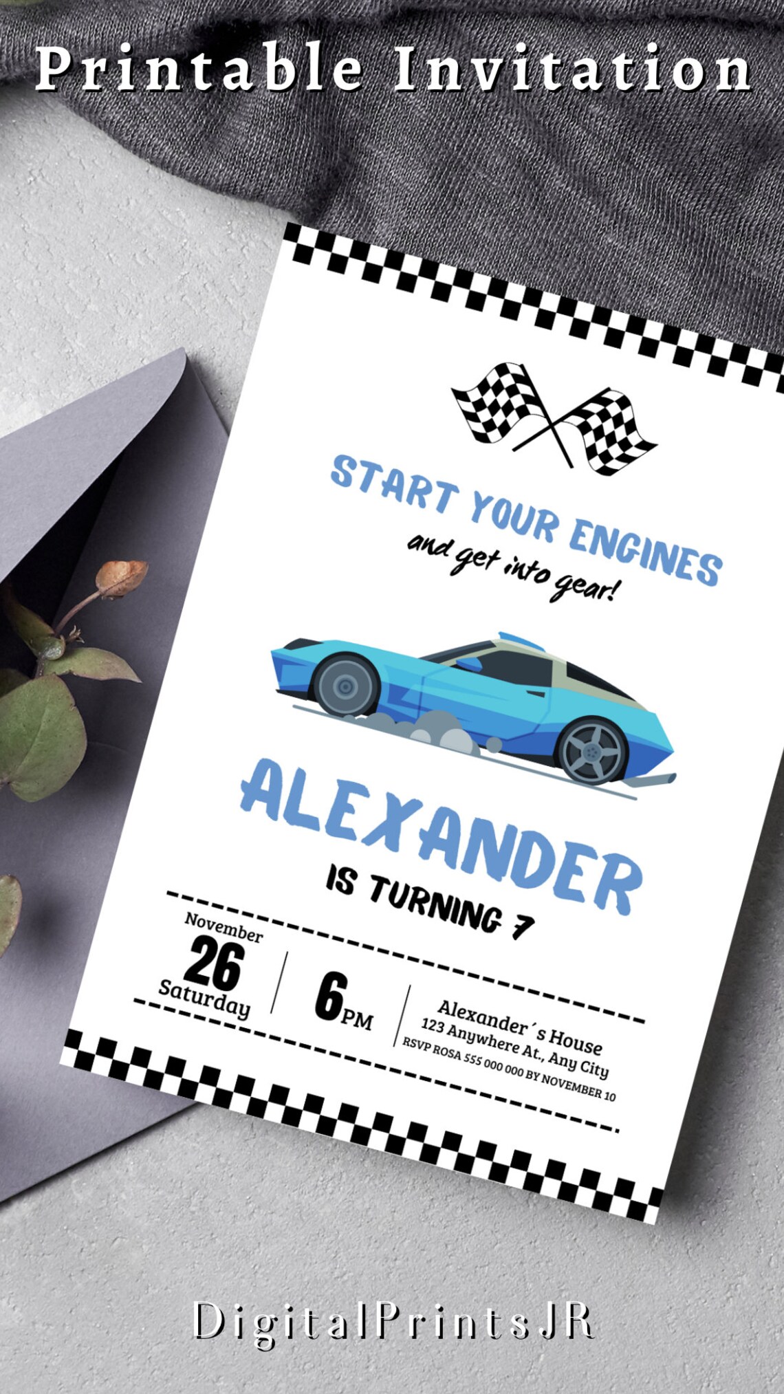 Race Car Invitation Birthday Race Car Birthday Invitation Race ...