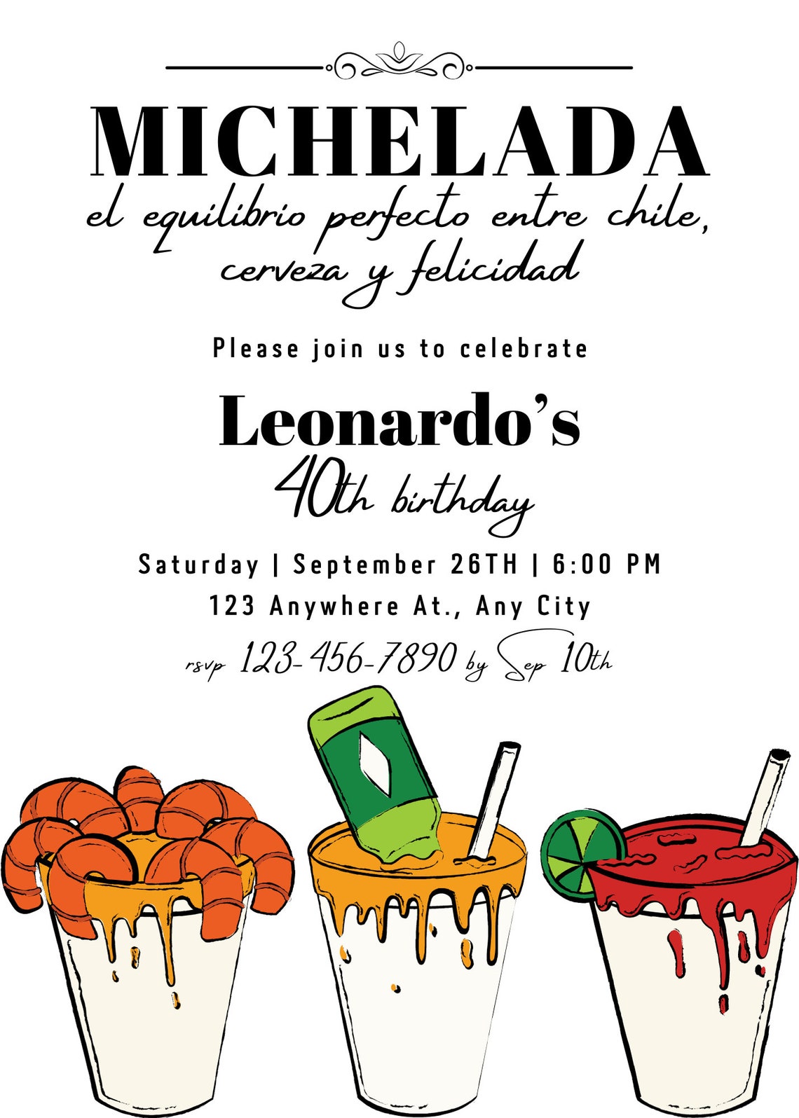 Michelada Invitation Michelada Birthday 30th Birthday Man 40th Birthday ...