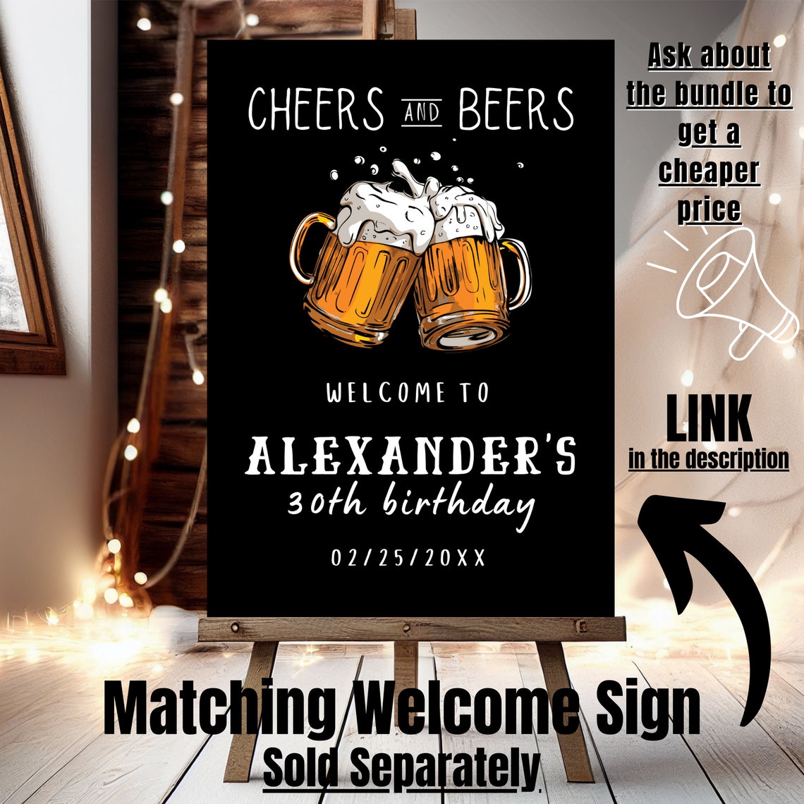 Beer Birthday Banner Happy Birthday Banner 60th Birthday Banner 36th ...