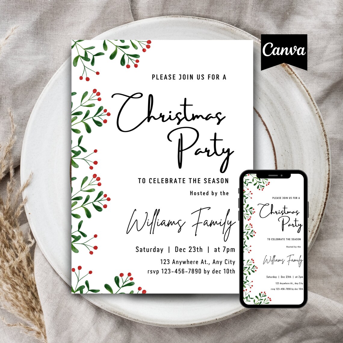 Evite Christmas Invitation PDF Invitation Christmas Work Christmas ...