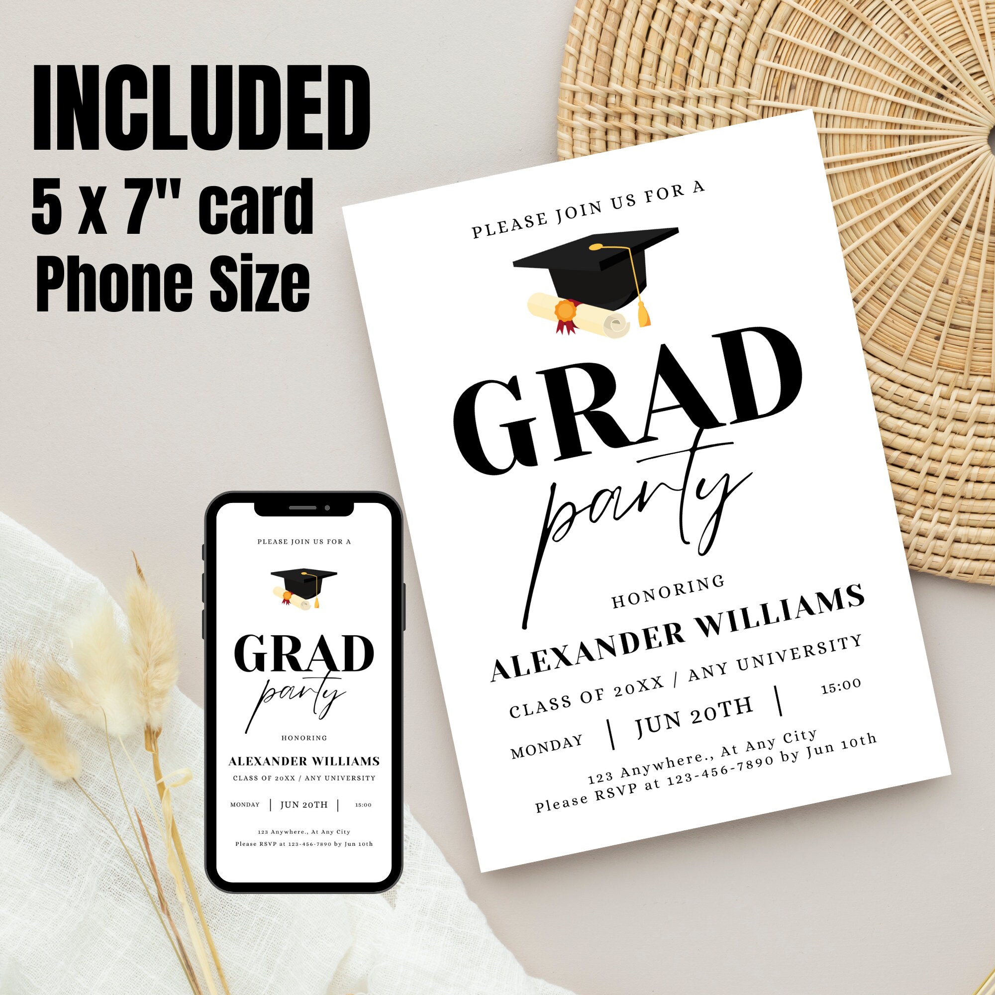Grad Cap Template College Grad Invitation Graduation Invitation Evite ...