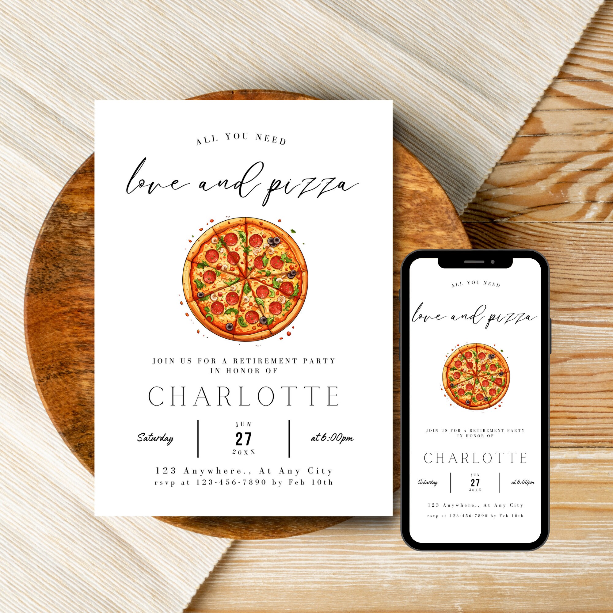 Pizza Invitation Editable Pizza Party Invitation Pizza Theme Invitation ...