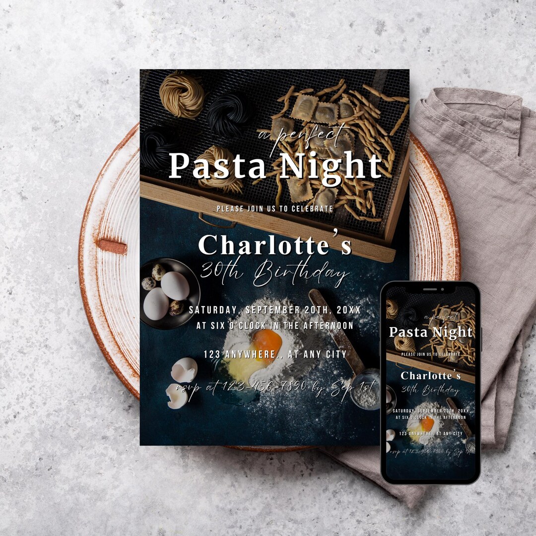 Pasta Theme Party Pasta Birthday Invitation Pasta Birthday Party Pasta ...