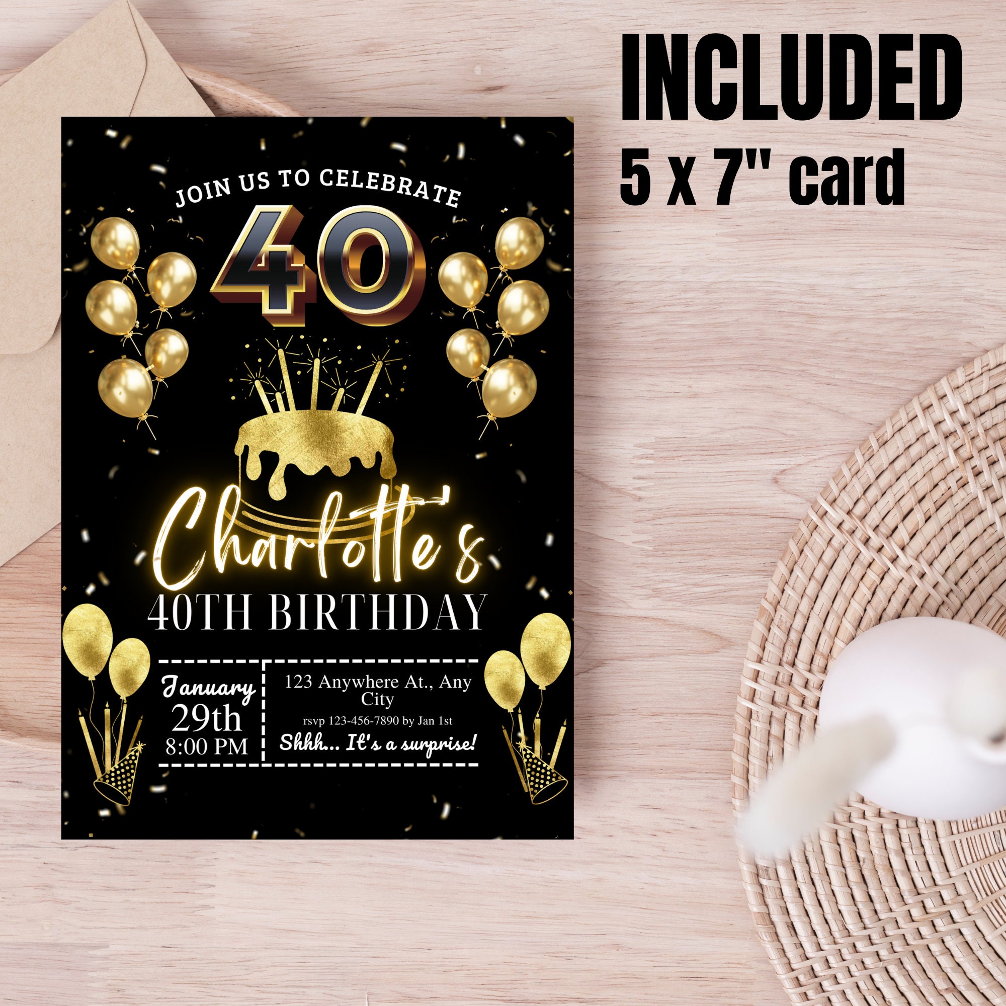 40th Birthday Invitation 40th Birthday for Women 40th Birthday for Men ...