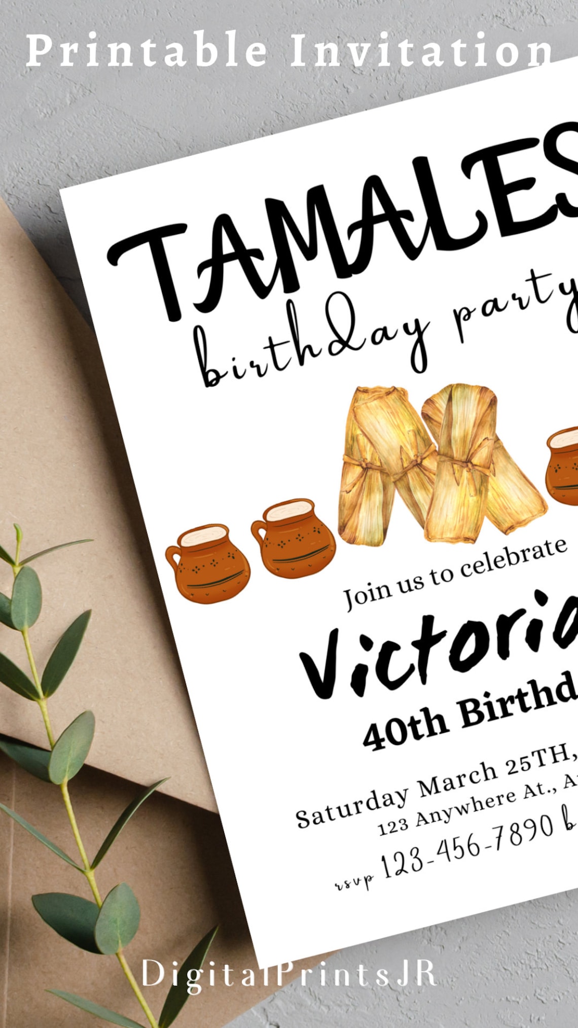 Tamales Birthday Party Invitation Tamales Invitation Mexican Invitation ...