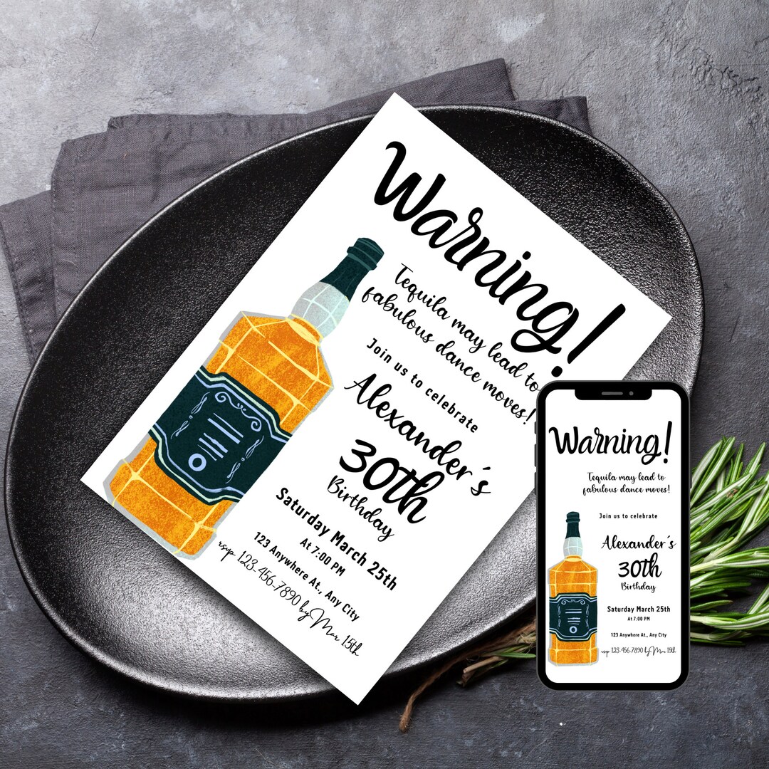 Tequila Invitation Tequila Birthday Invite Tequila Party Invitation ...