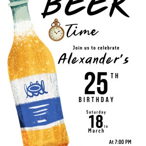 Beer Birthday Invitation Beer Themed Invitations 25th Birthday Him 25th ...