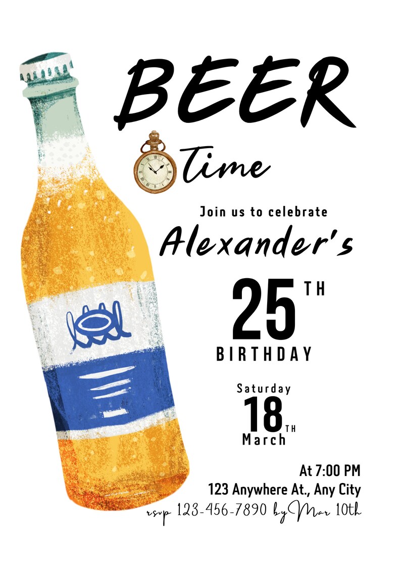 Beer Birthday Invitation Beer Themed Invitations 25th Birthday Him 25th ...