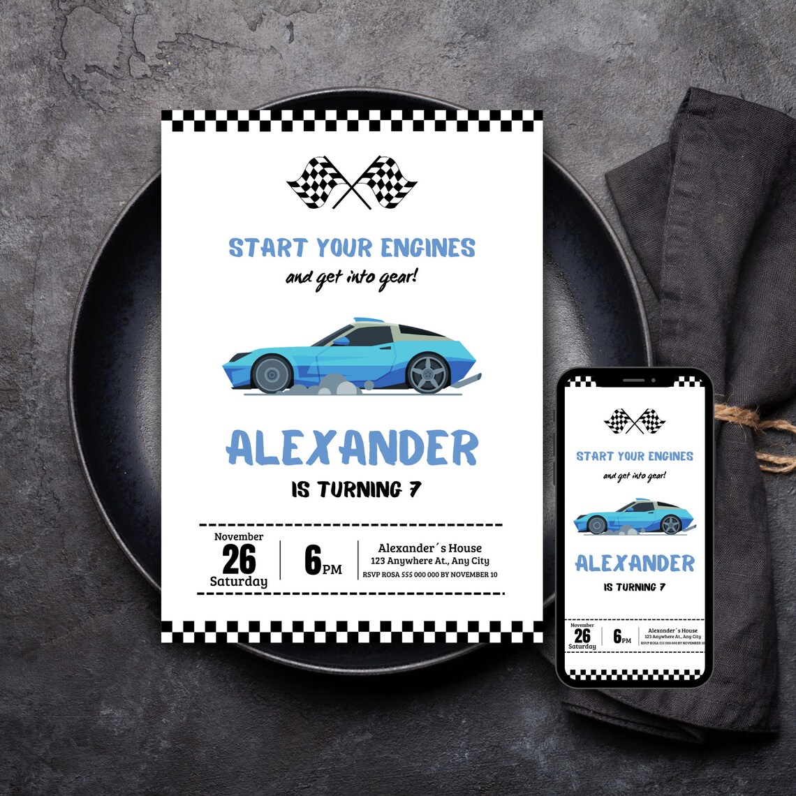 Race Car Invitation Birthday Race Car Birthday Invitation Race ...