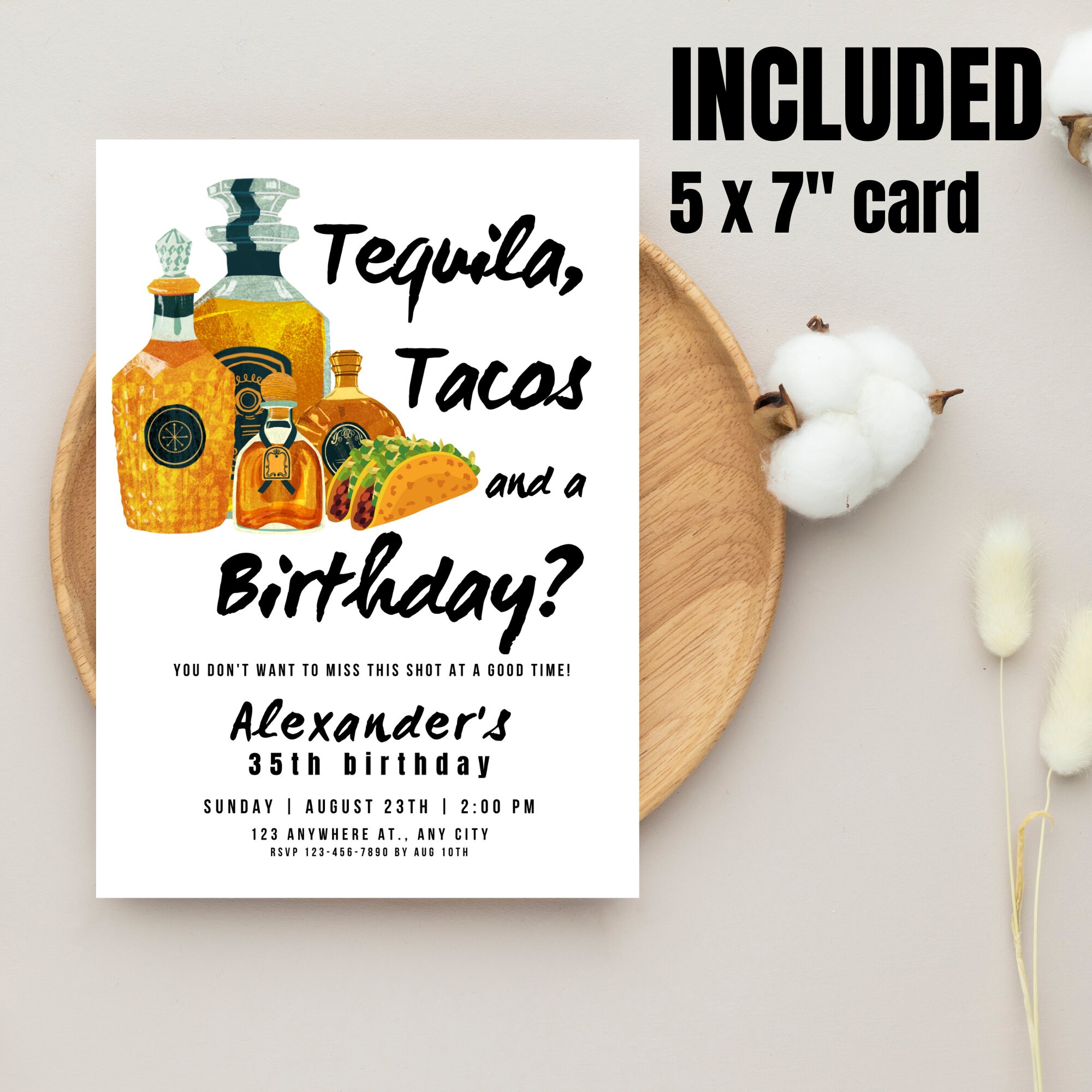 Tacos and Tequila Invitation Taco Birthday Party Invitation Tequila ...