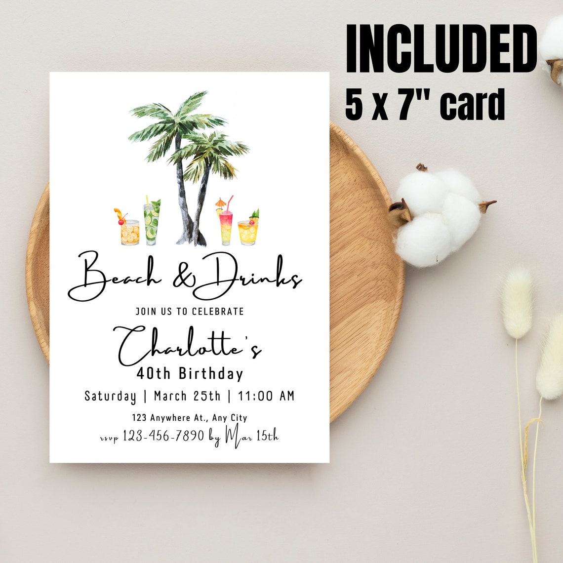 Beach Birthday Invitation Beach Theme Invitation Beach Birthday Invit ...