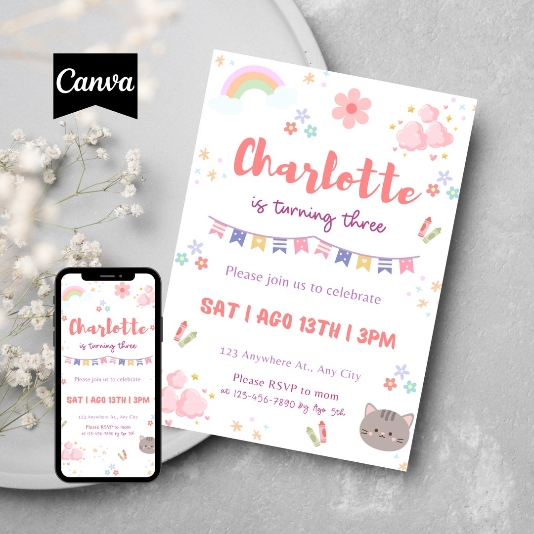 2nd Birthday Invitat Evite 1st Birthday E-invitation Pink Invitation ...